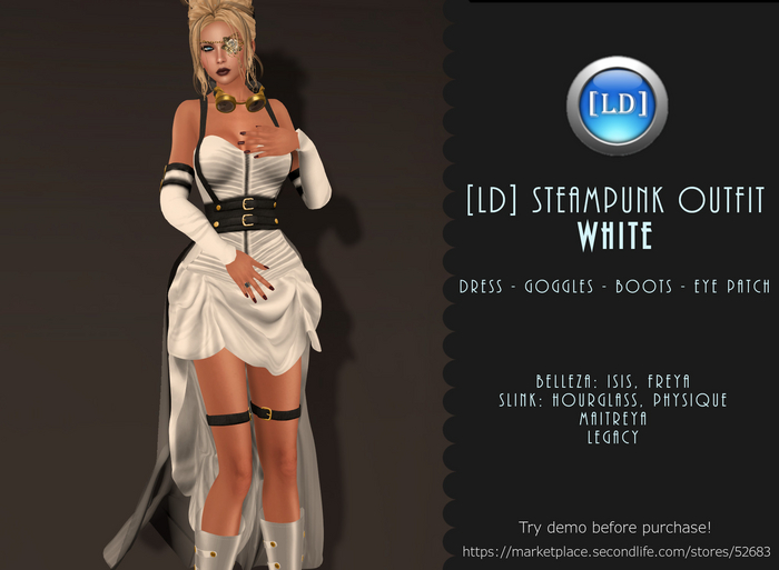 Second Life Marketplace [ld] Steampunk White Outfit